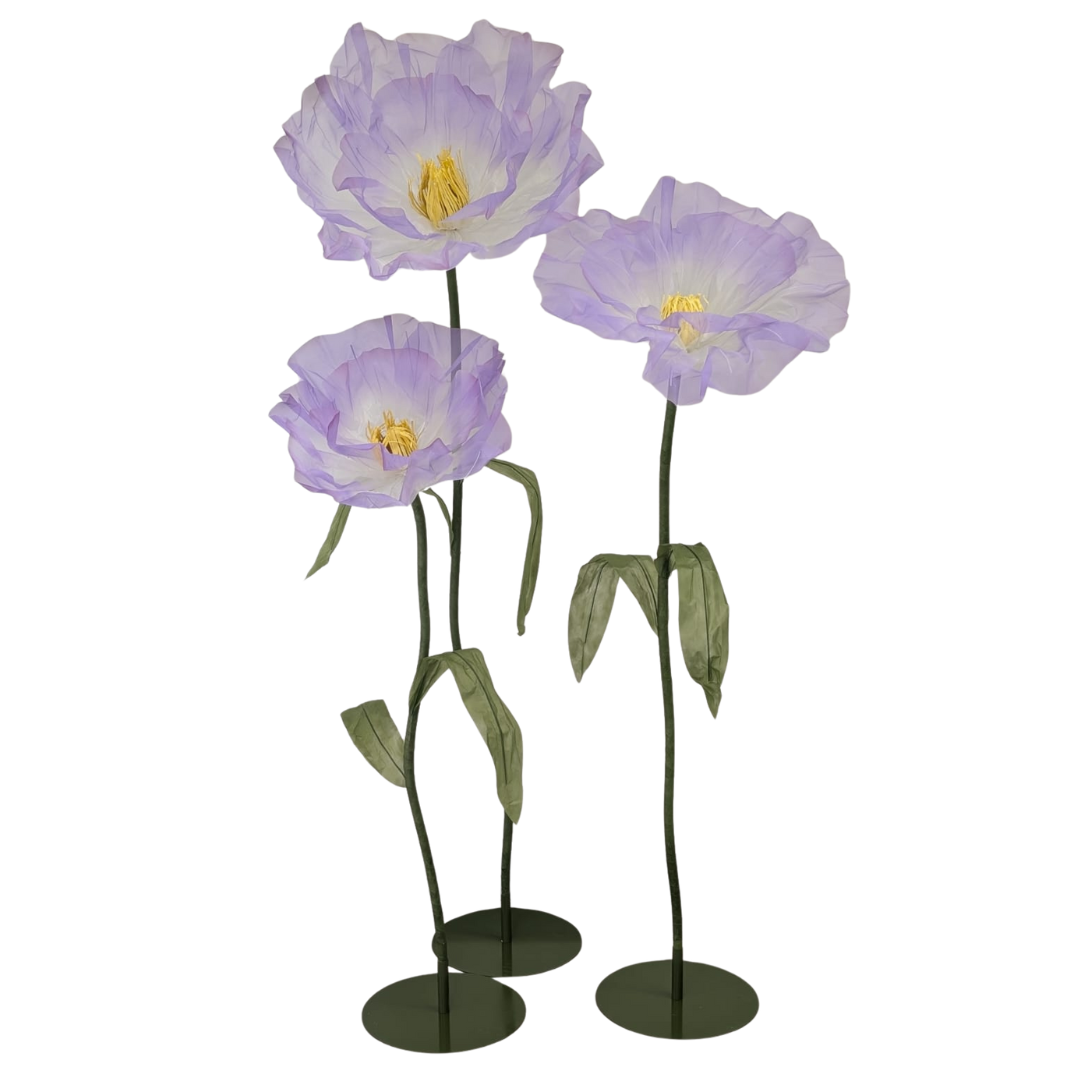 3pc Set Lavender Giant Organza Flowers W/ Base | Calgary Event ...
